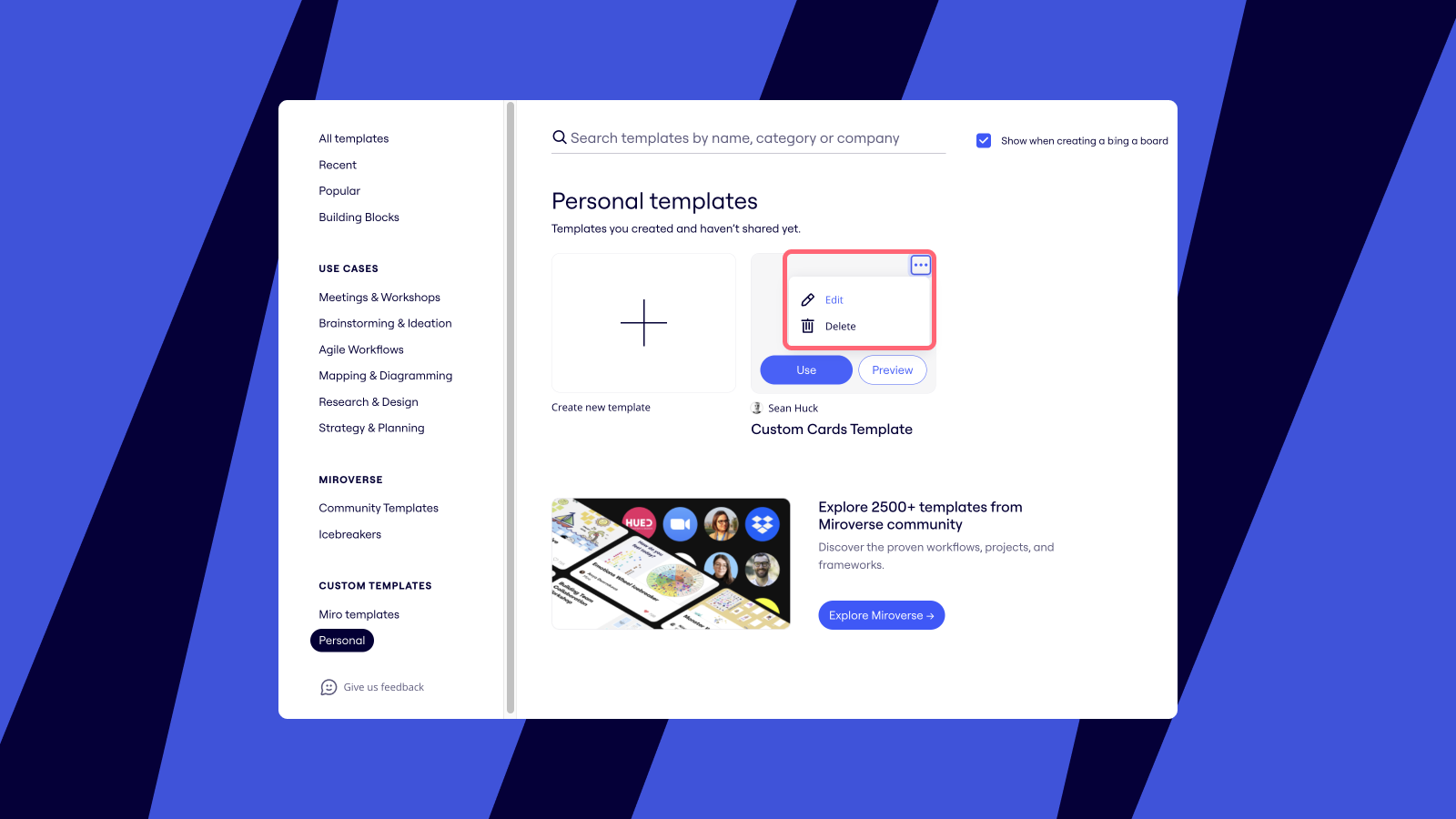 Custom templates – Miro Help Center