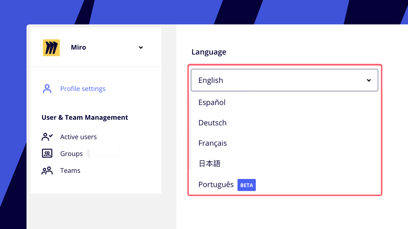 Configuración de idioma – Centro de ayuda de Miro