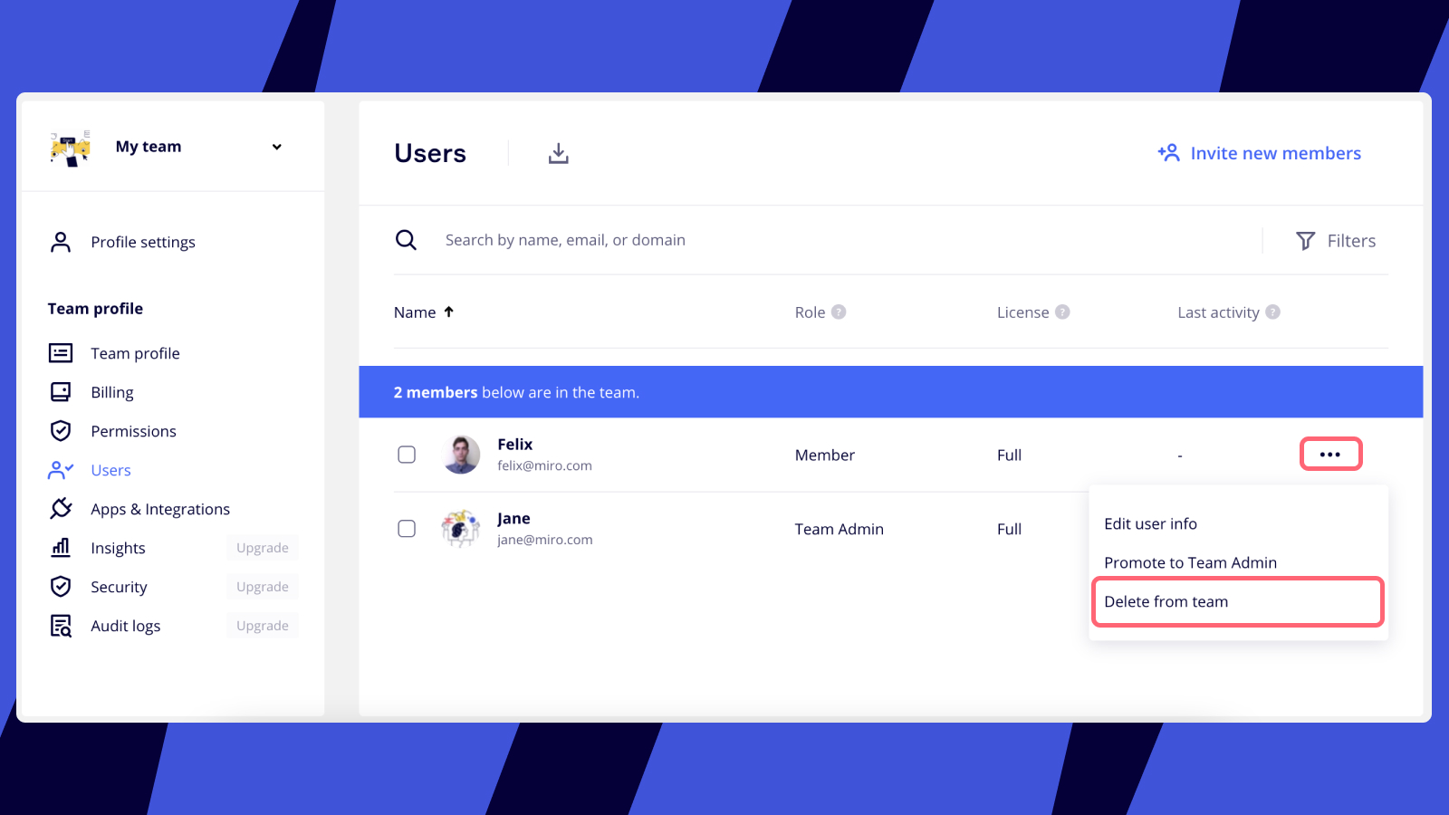 Remove users – Miro Help Center
