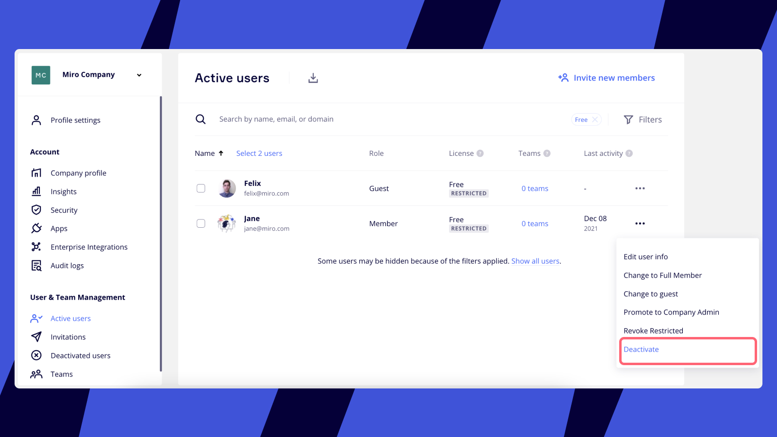 Deactivated users – Miro Help Center