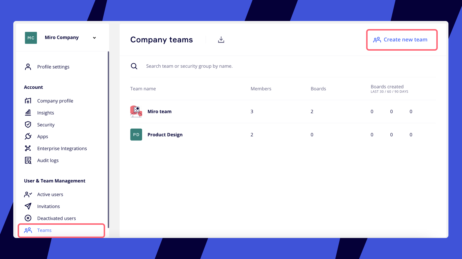 Create a new team on Enterprise plan – Miro Help Center
