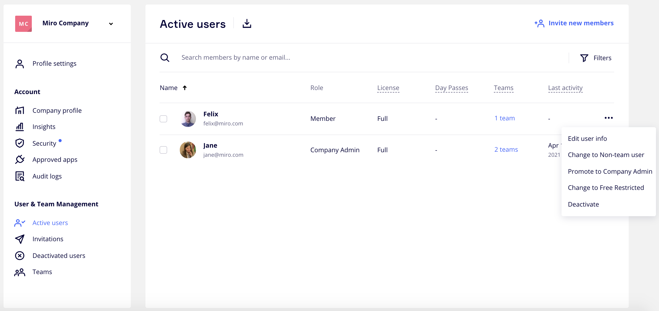 User Management Overview on Enterprise plan – Miro Support & Help Center
